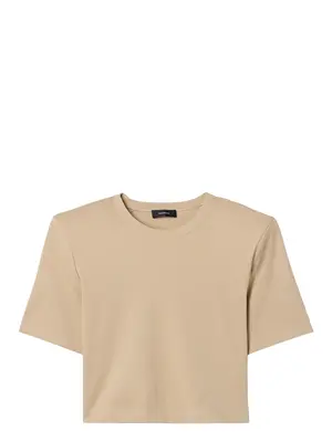 Wardrobe.NYC Cropped Cotton-jersey T-shirt - Neutrals
