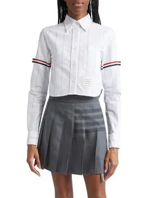 Thom Browne Thom Browne Armband Stripe Cropped Shirt White