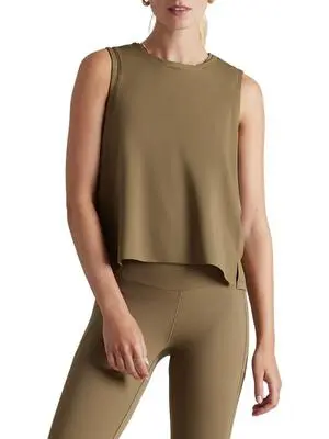 RHONE Rhone Serene Crop Tank Top Brown Leaf