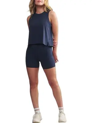RHONE Serene Crop Tank Top - Navy Blue