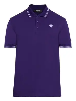 Versace Men & Apos;s Pop Medusa Tipped Polo Shirt Deep Purpl