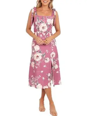 PETAL & PUP Laurel Floral Print Midi Dress - Dark Rose Floral