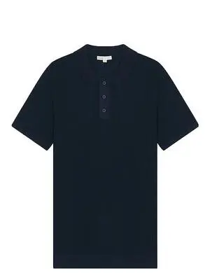 Onia Cotton Textured Knit Polo In Blue - Deep Navy