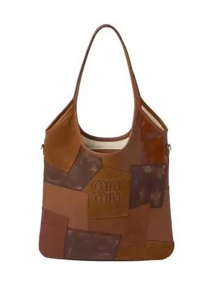 Miu Miu Ivy Leather Patchwork Bag - Cognac