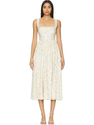 Tularosa Miley Midi Dress - Soft Yellow Floral