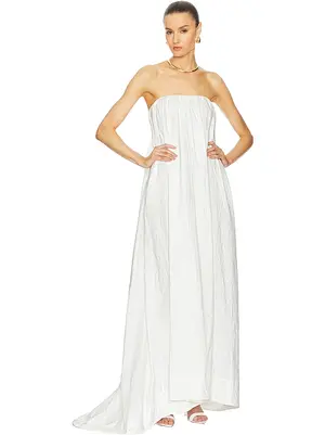 HELSA Crinkle Pleated Gown - White