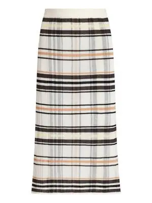 Bottega Veneta Plaid Cotton Skirt - Ivory