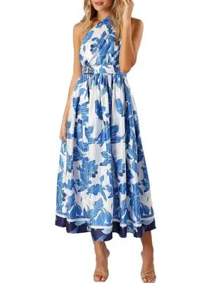 PETAL & PUP Naomi Floral Print Midi Dress - Blue Floral