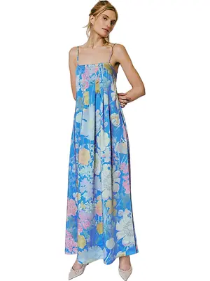 Free People Botanical Maxi Dress Blue Combo