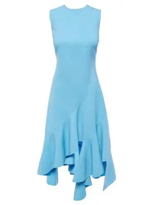 Oscar De La Renta Asymmetrical Wool-blend Midi Dress - Blue