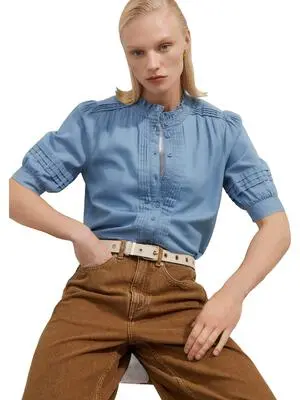 ME+EM Chambray Blouse - Blue