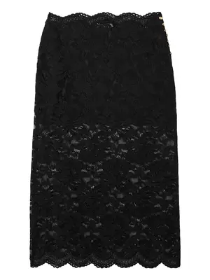 Rabanne Scalloped Lace Midi Skirt - Black