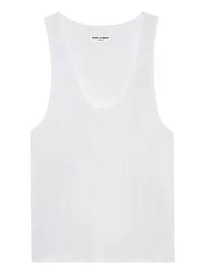 Saint Laurent Cotton Tank Top - White
