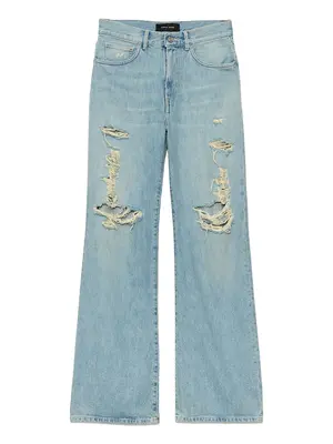 PURPLE BRAND Ripped Wide-leg Jeans - Blue