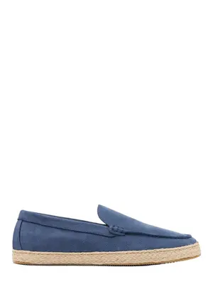 SCAROSSO Lino Leather Espadrilles - Blue
