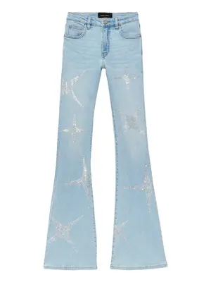 PURPLE BRAND Rhinestone-embellished Bootcut Jeans - Blue