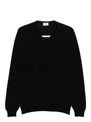 Fedeli V-neck Virgin Wool Jumper - Black