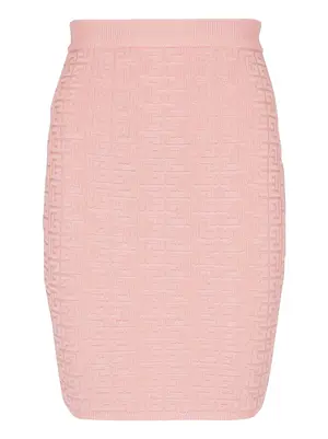 Balmain Pb-intarsia Knitted Mini Skirt - Pink