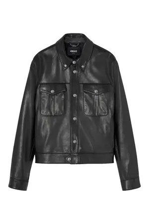 Versace Leather Blouson Jacket - Black