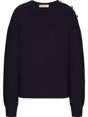 Valentino Garavani Wool Sweater With Embossed Buttons - Black
