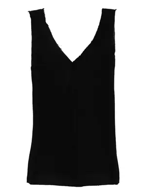 Voz V-neck Linen Top - Black