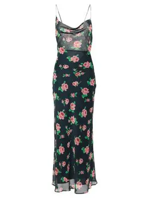 ROTATE BY BIRGER CHRISTENSEN Rose-print Maxi Dress - Blue