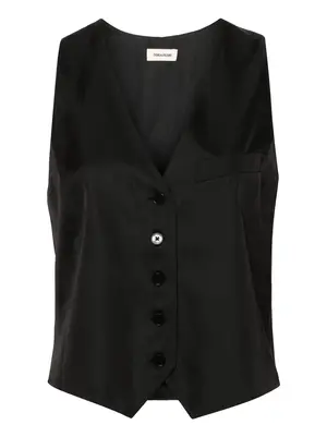 Zadig&Voltaire Emaux Satin Waistcoat-style Top - Black