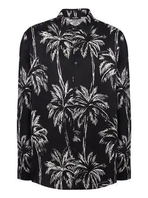 BALMAIN Palm Tree-print Satin Shirt