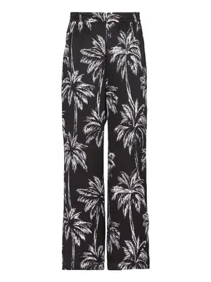 Balmain Palm Tree-print Trousers - Black