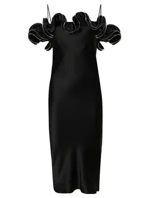 Coperni Zipped-ruffles Satin Dress - Black