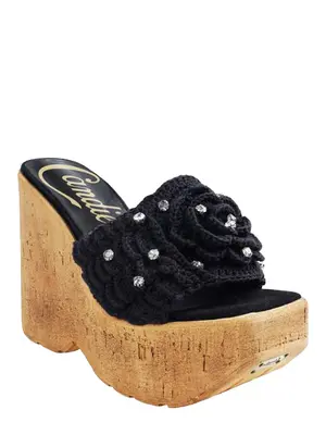 CANDIE'S Candie's Platform Wedge Sandals Black