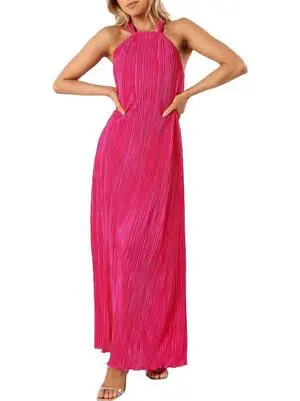 PETAL & PUP Petal & Pup Melody Plissé Maxi Dress Pink