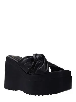 CANDIE'S Kornelia Platform Wedge Slide Sandal - Blklt