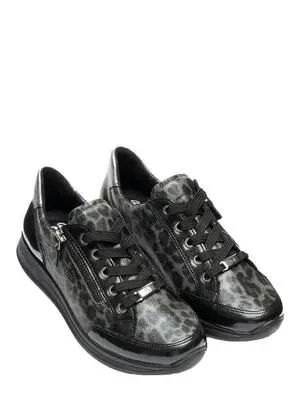 ARA Oleanna Zip Sneaker - Black/steel/graphite