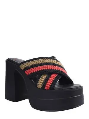 CANDIE'S Erismar Platform Sandals - Black Fabric