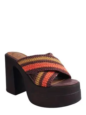 CANDIE'S Candie's Erismar Platform Sandals Brown Fabric