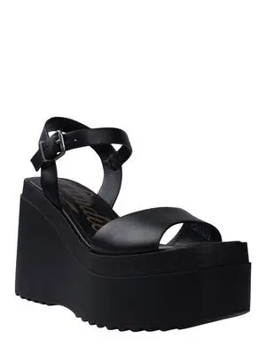 CANDIE'S Platform Wedge Sandals - Black