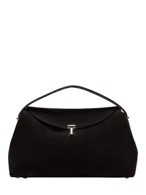 TOTEME T-Lock Suede Top-Handle Bag 040 Espresso