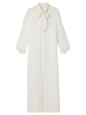 Lisa Marie Fernandez Pussy-bow Crinkled Linen-blend Gauze Maxi Dress - White