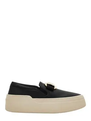 FERRAGAMO Vara Plate Slip-on Sneakers - Black