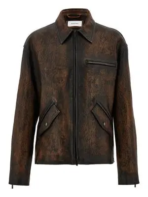FERRAGAMO Leather Jacket - Beige
