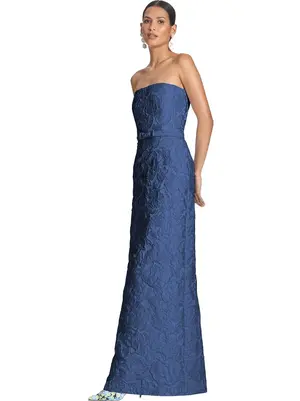 Sachin & Babi Sophia Italian Cloque Gown Blue / Navy