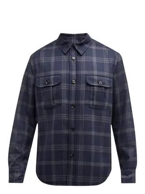 Brioni Plaid Double-face Overshirt - White/navy