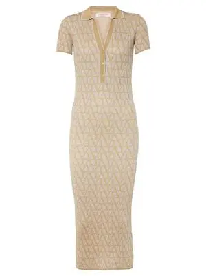 Valentino Garavani Toile Iconographe Lamé Jacquard Midi Dress - Gold