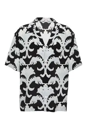 Valentino Garavani Printed Silk Bowling Shirt - Black
