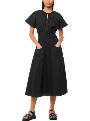 WHISTLES Poplin Shirred Dress