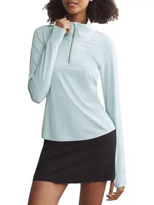RHONE Rhone Course To Court Long Sleeve Quarter Zip Top Blue Cloud