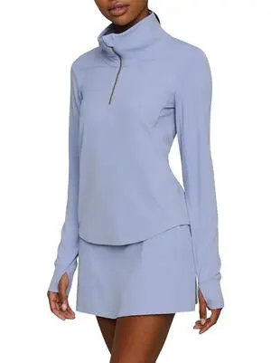 RHONE Course To Court Long Sleeve Quarter Zip Top - Hydrangea Blue