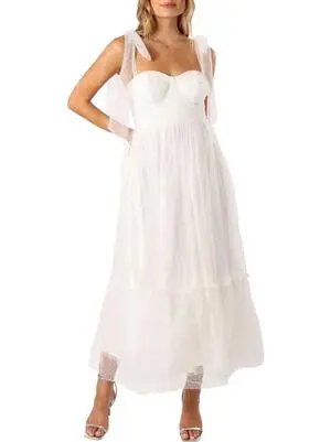 PETAL & PUP Floret Bow Strap Maxi Dress - Off White