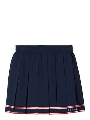 Gucci Pleated Skirt With Striped Trim - Blue